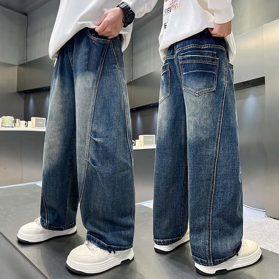 CHENge Kids Boys Baggy Jeans - Comfortable Streetwear Elastic Waist ...