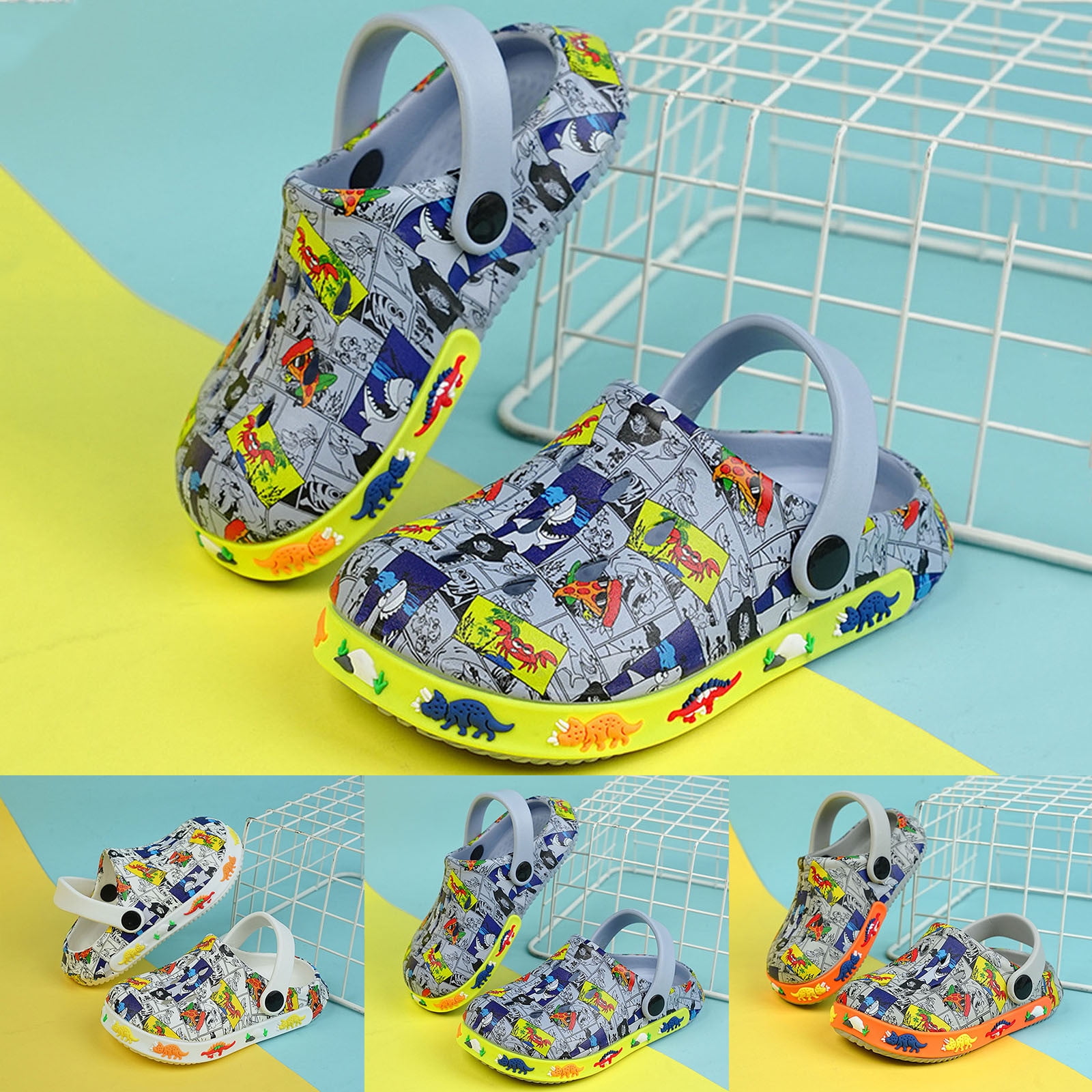 CHENge Kids Cute Clogs Cartoon Dinosaur Garden Shoes Boys Girls Slides ...