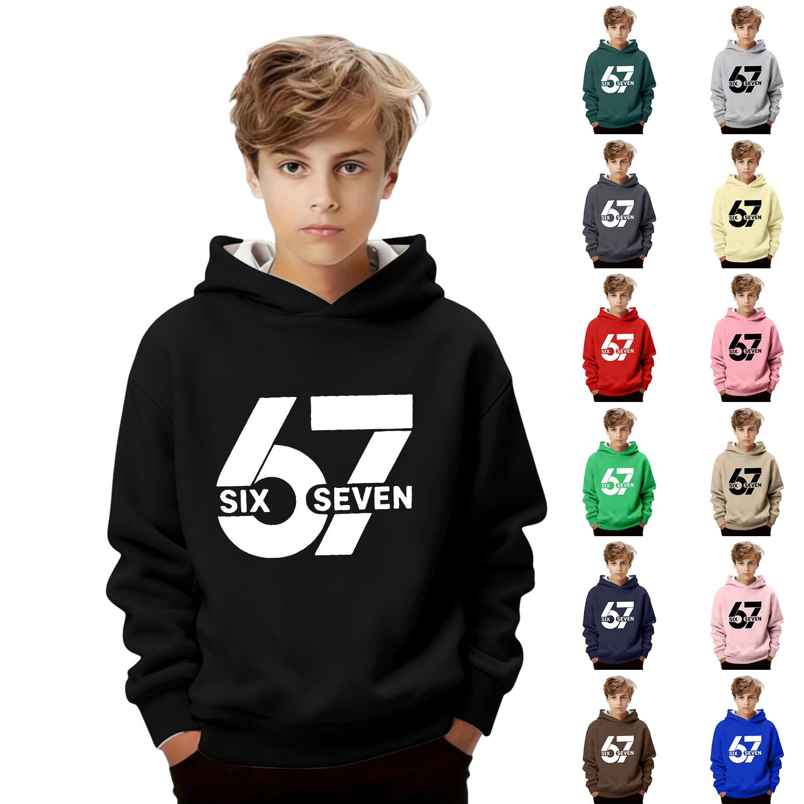 CHENge Kids Girl 67 Hoodies Funny Six Seven 67 Meme Quote Unisex Hoodie ...