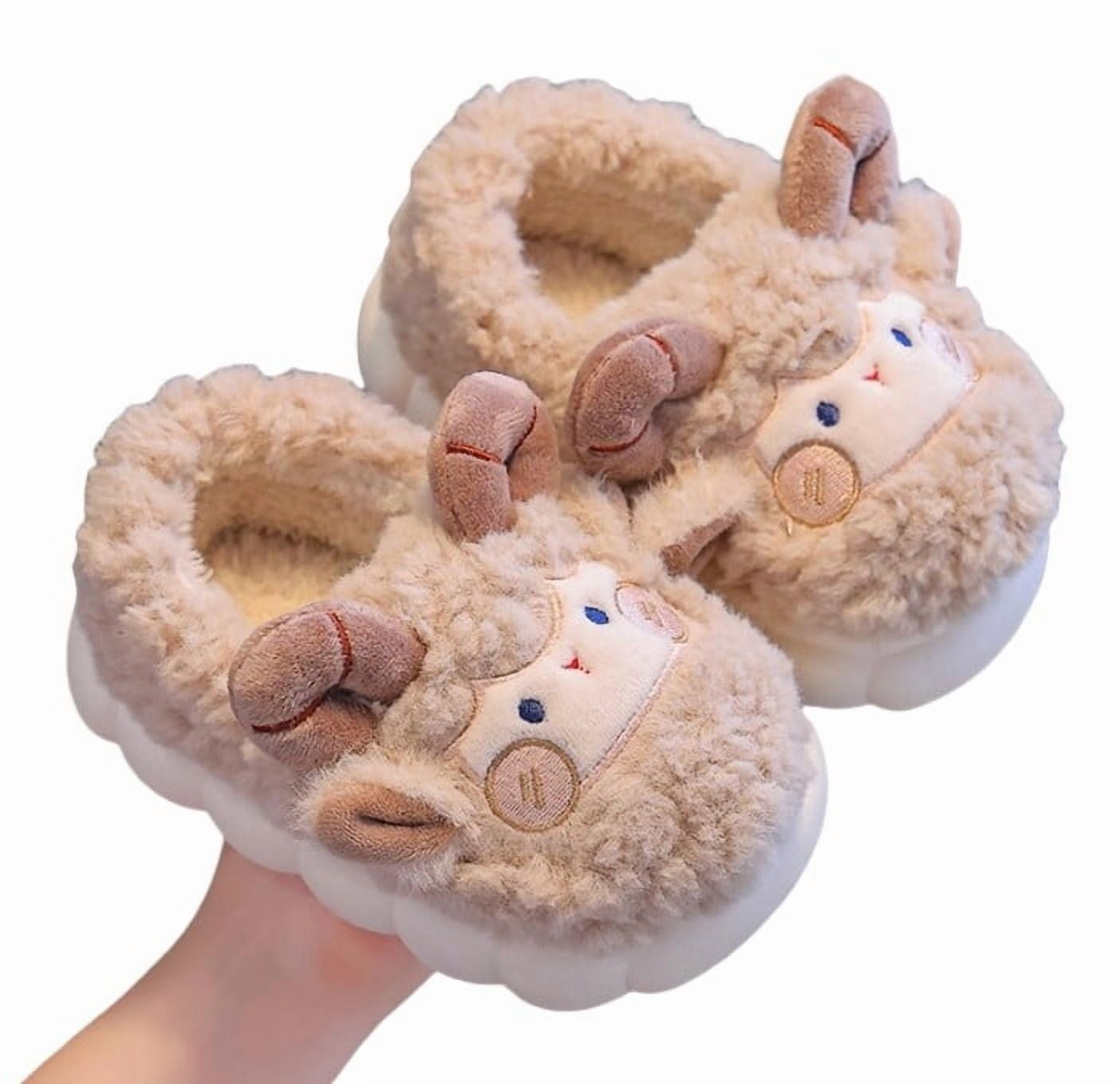 CHENge Kids Slippers for Girls Size 2-3 Closed Toe Fuzzy Slipper ...