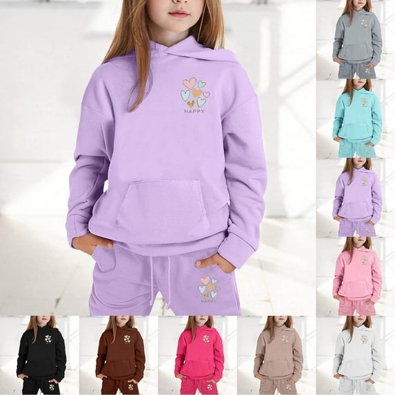 CHENge Little Girls Boy Clothes Fall Winter Outfits Long Sleeve Hooded ...