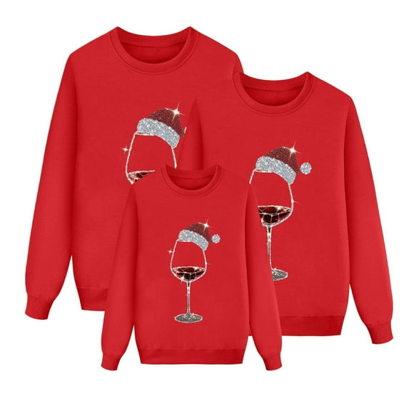 CHENge Matching Christmas Sweater for Family Casual Long Sleeved Round ...