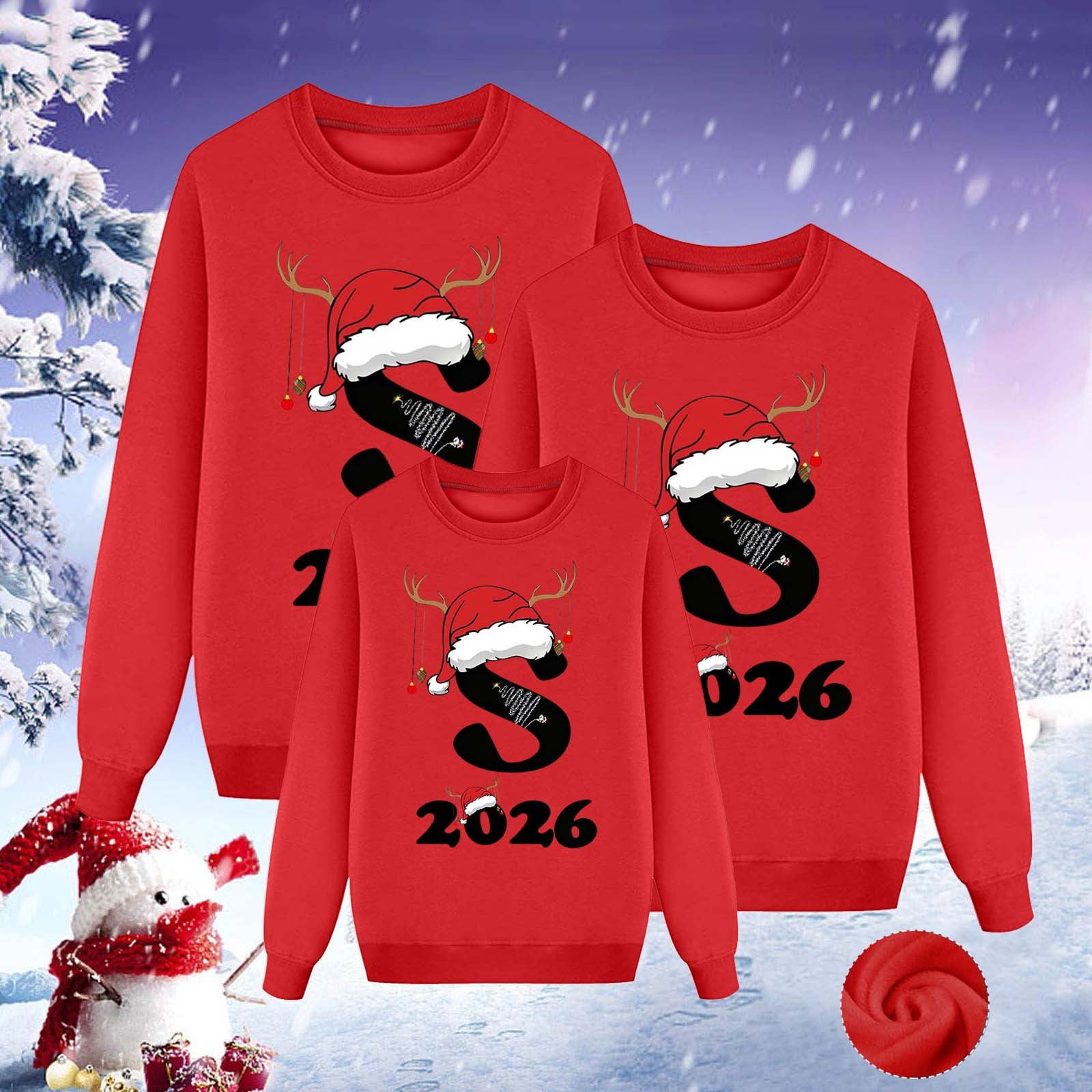CHENge Matching Christmas Sweaters for Family O-Neck Snowman Graphic Christmas Sweatshirts ...