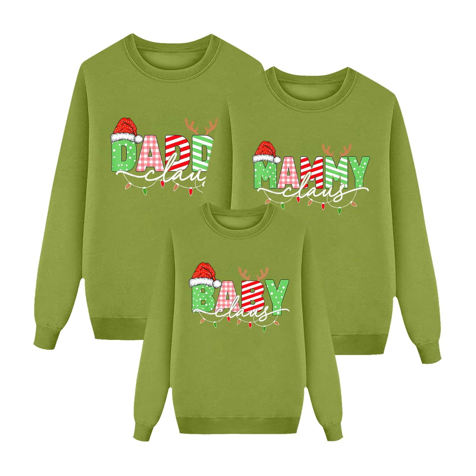 CHENge Matching Family Christmas Sweaters Casual Long Sleeved Round ...