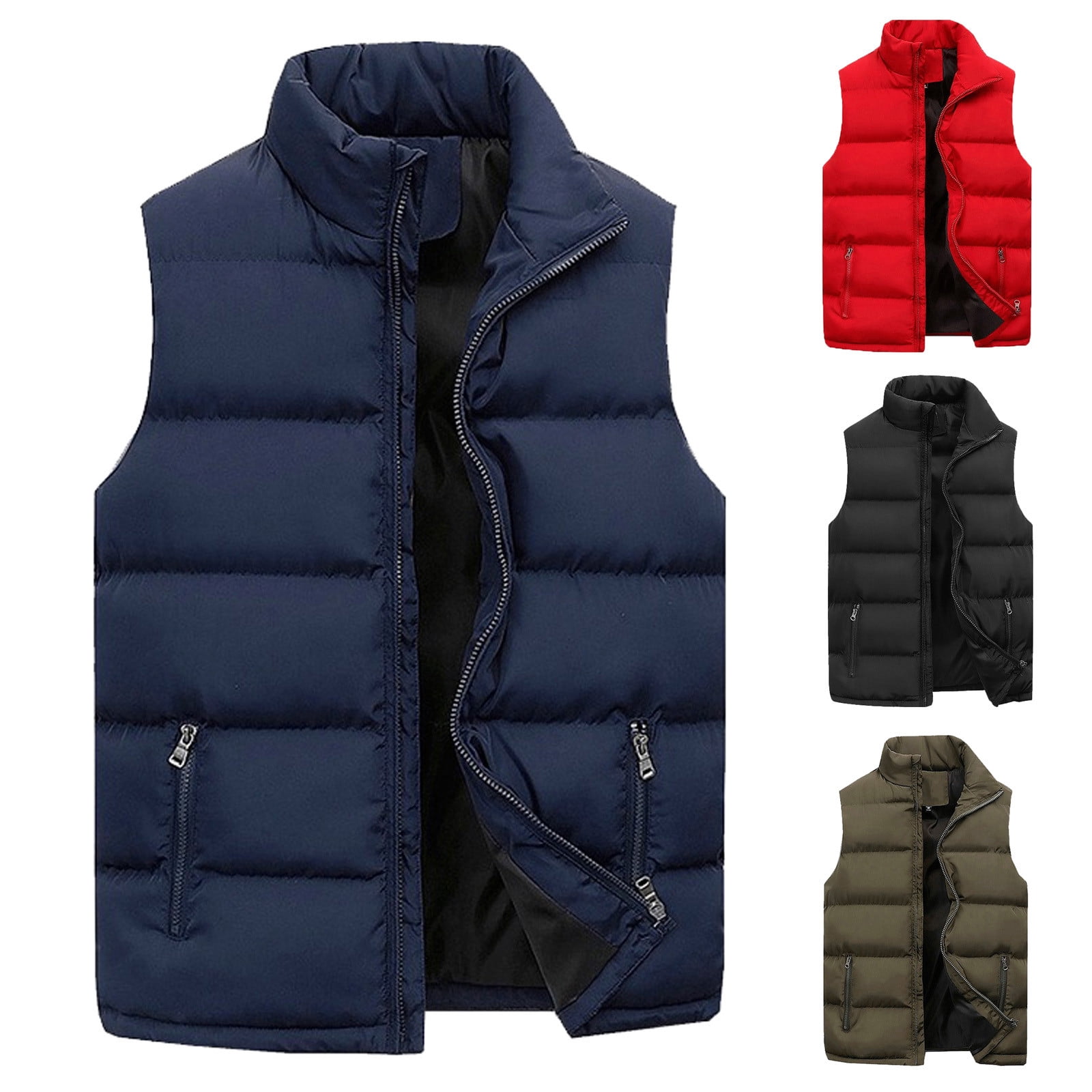 CHENge Men's Puffer Vest Winter Jacket Warm Puffy Vests Men Outdoor ...