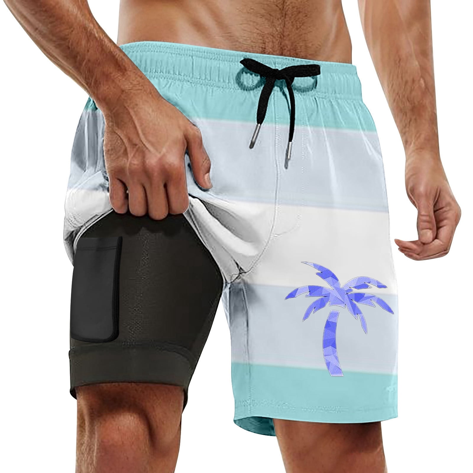 CHENge Men's Swim Trunks with Liner Retro Athletic Funny/novelty Print ...