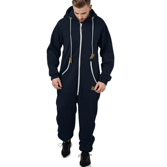CHENge Mens Hooded Jumpsuit Full Zip Up Onesie Work Coverall Rompers ...