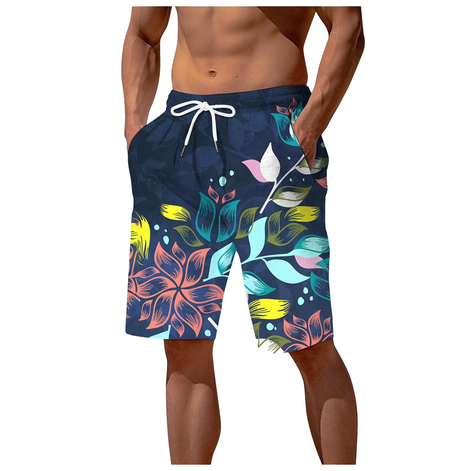 CHENge Plus Size Beach Shirts Men Fashion Floral Swim Trunks Quick-Dry ...