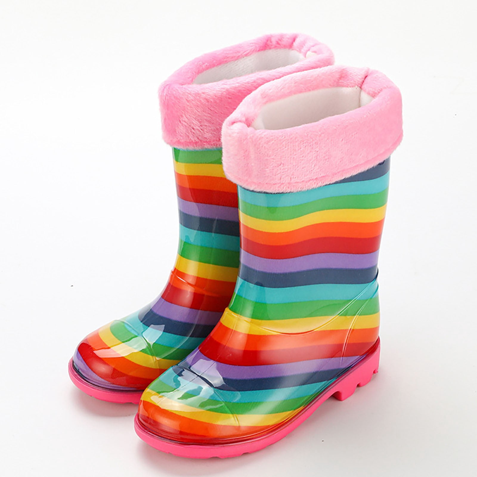 CHENge Rain Boots Kids Waterproofs High Top Low Heel Casual Color ...