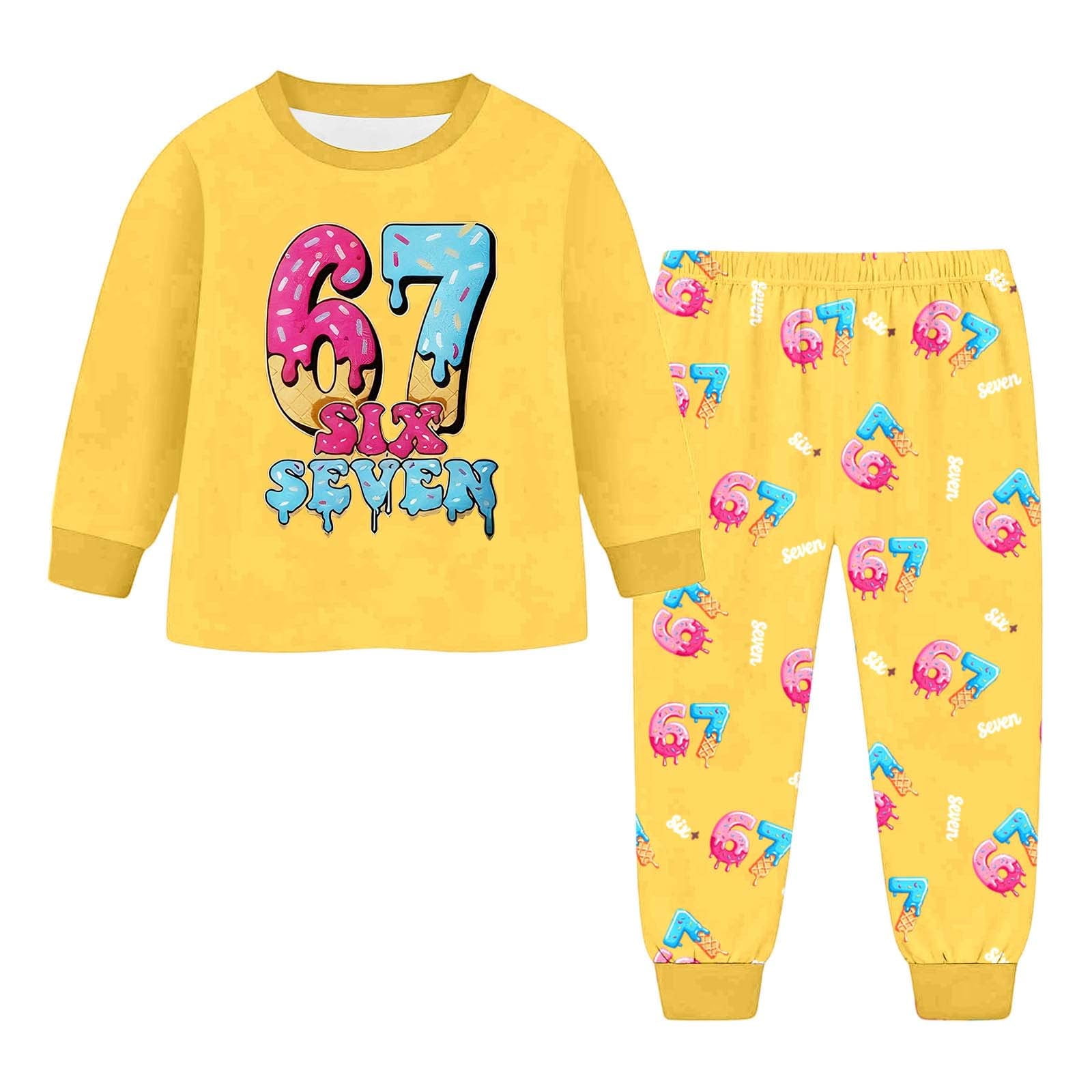 CHENge Six Seven 6 7 meme Pajamas Set for Kid 67 Tops and Pants Outfits ...