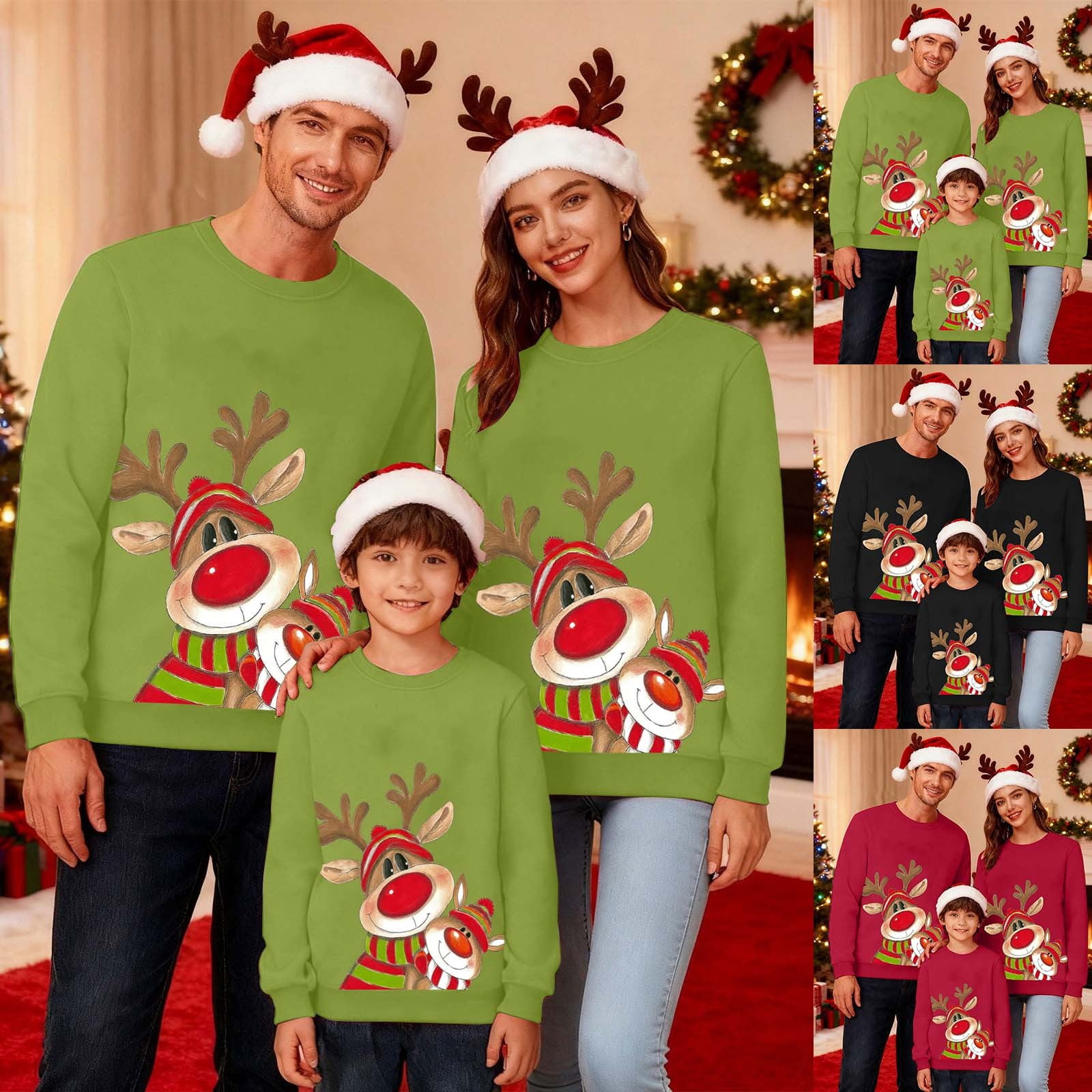 CHENge Suéter De Navidad Familiar Comfortable Long Sleeved Round Neck ...