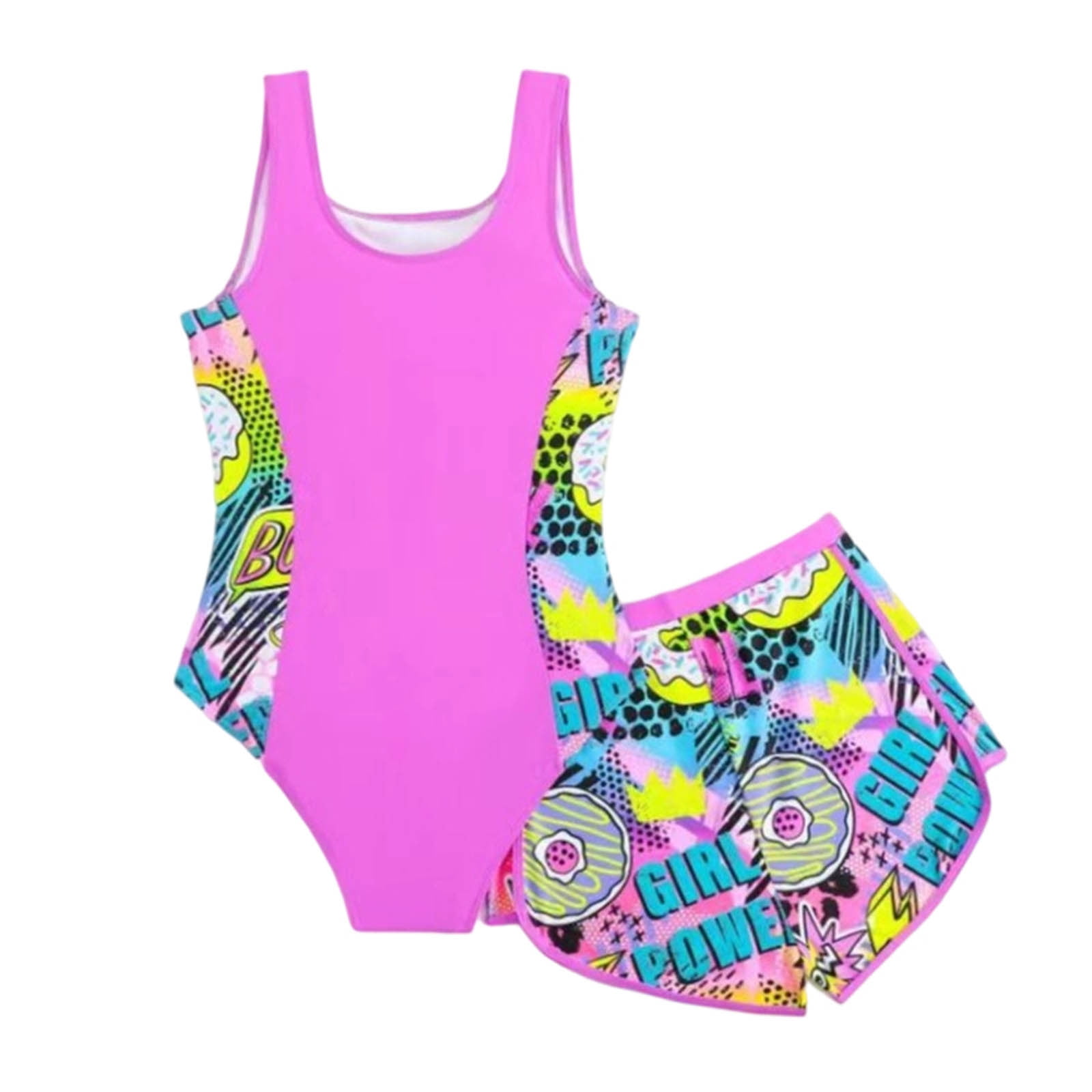 CHENge Swimsuit for Girls One Piece Shorts Classic Floral Print Soft ...