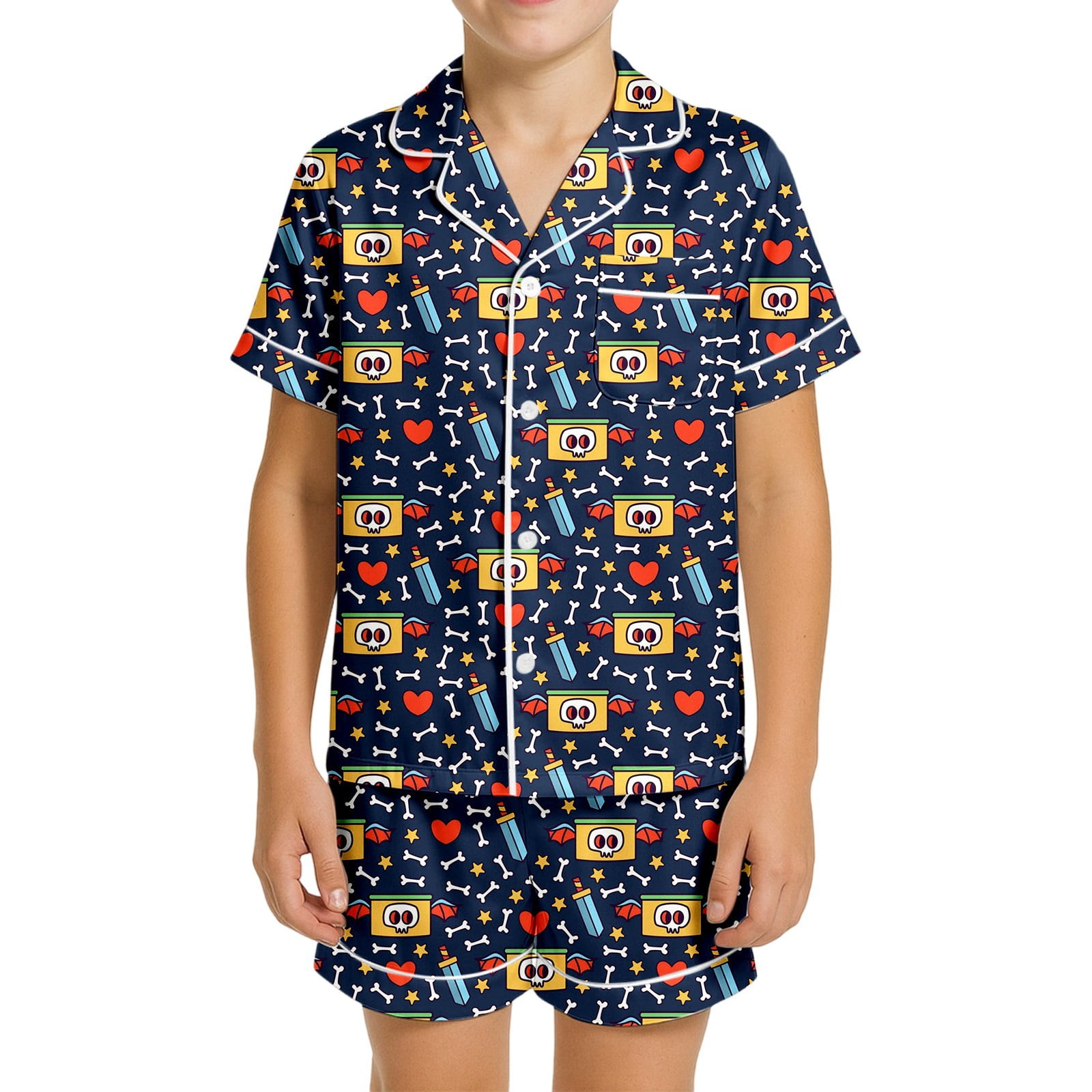 CHENge Teen Girl Pajamas Pjs Short Sleeve Button Sleepwear Teen Pajama ...