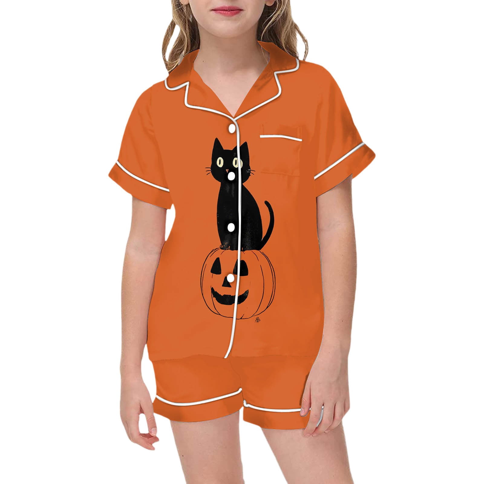 CHENge Teen Pjs Satin Pajamas Set Pull on Loungewear Halloween Pajama ...