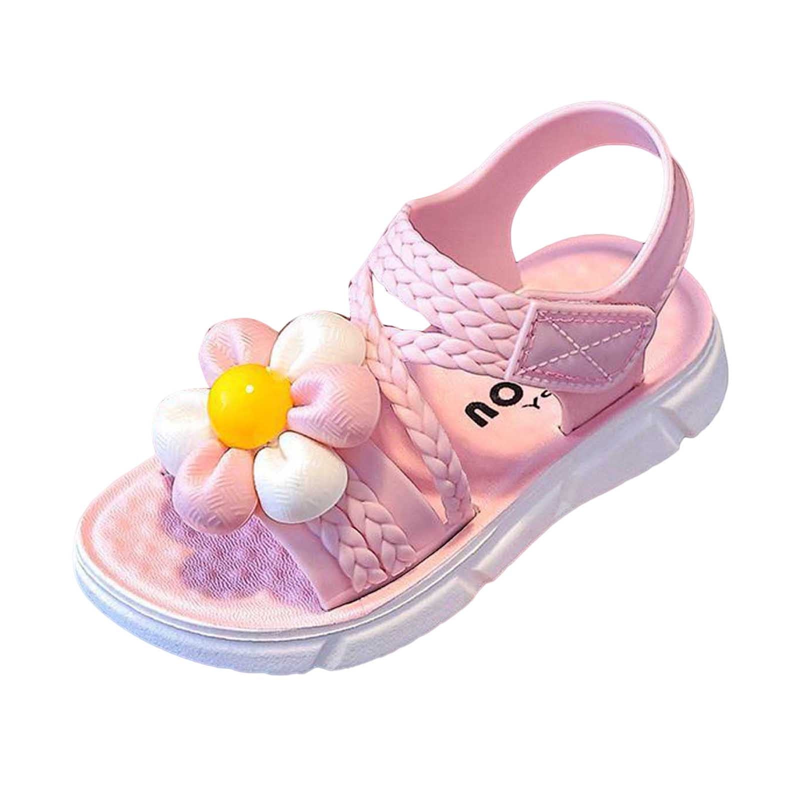 CHENge Toddler Little Girl Sandals Summer Closed Toe Flower Beach Shoes ...