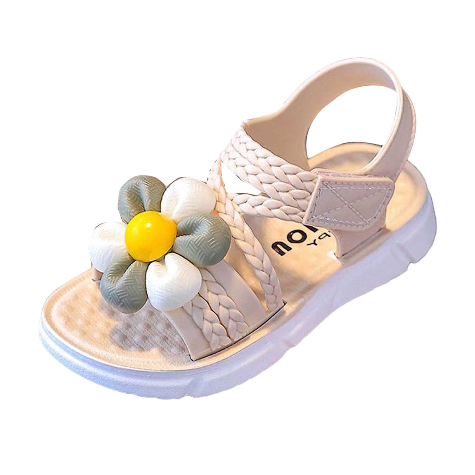 CHENge Toddler Little Girl Sandals Summer Closed Toe Flower Beach Shoes ...