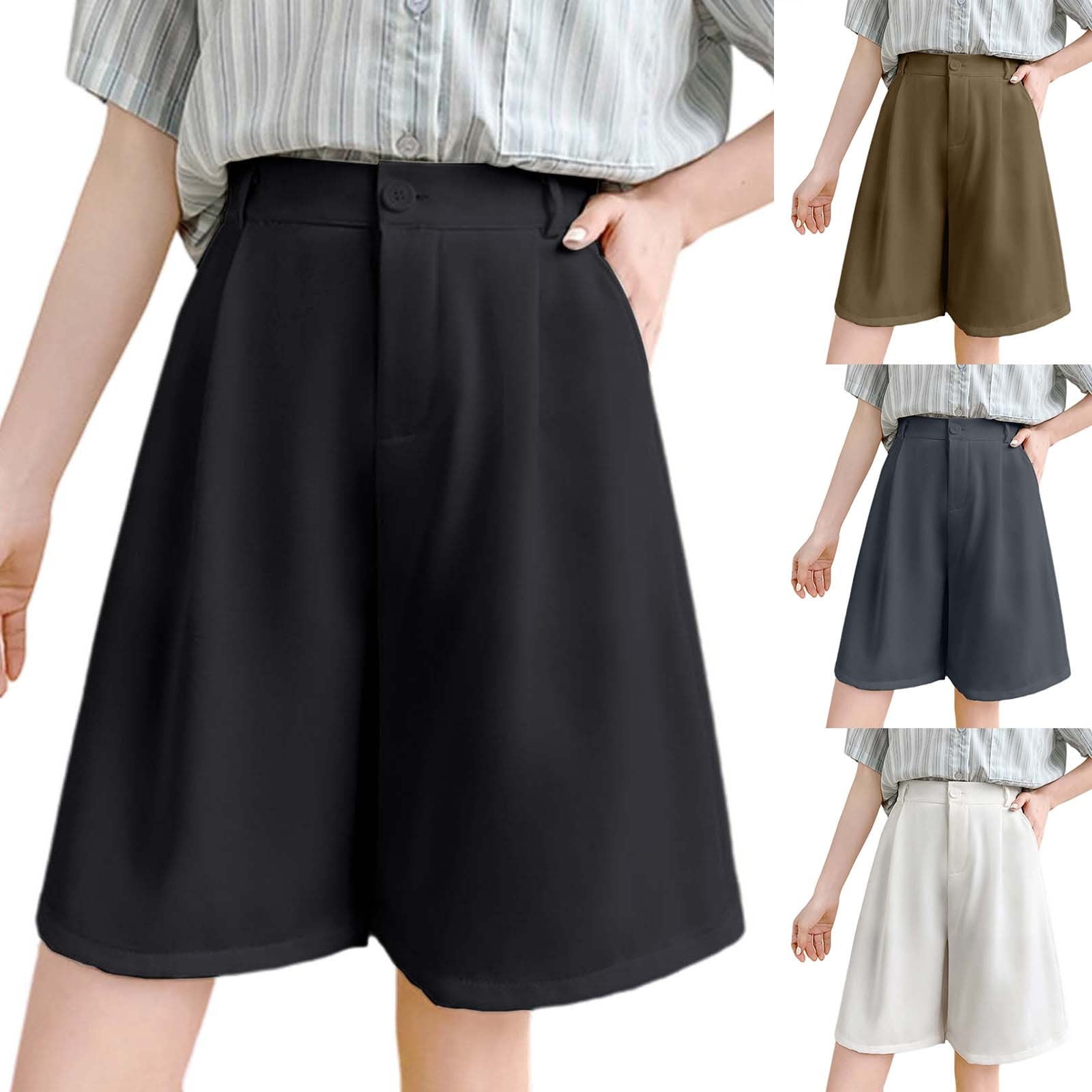 CHENge Women's Basic Pocket Shorts Cotton Jersey Fabric Drawstring ...