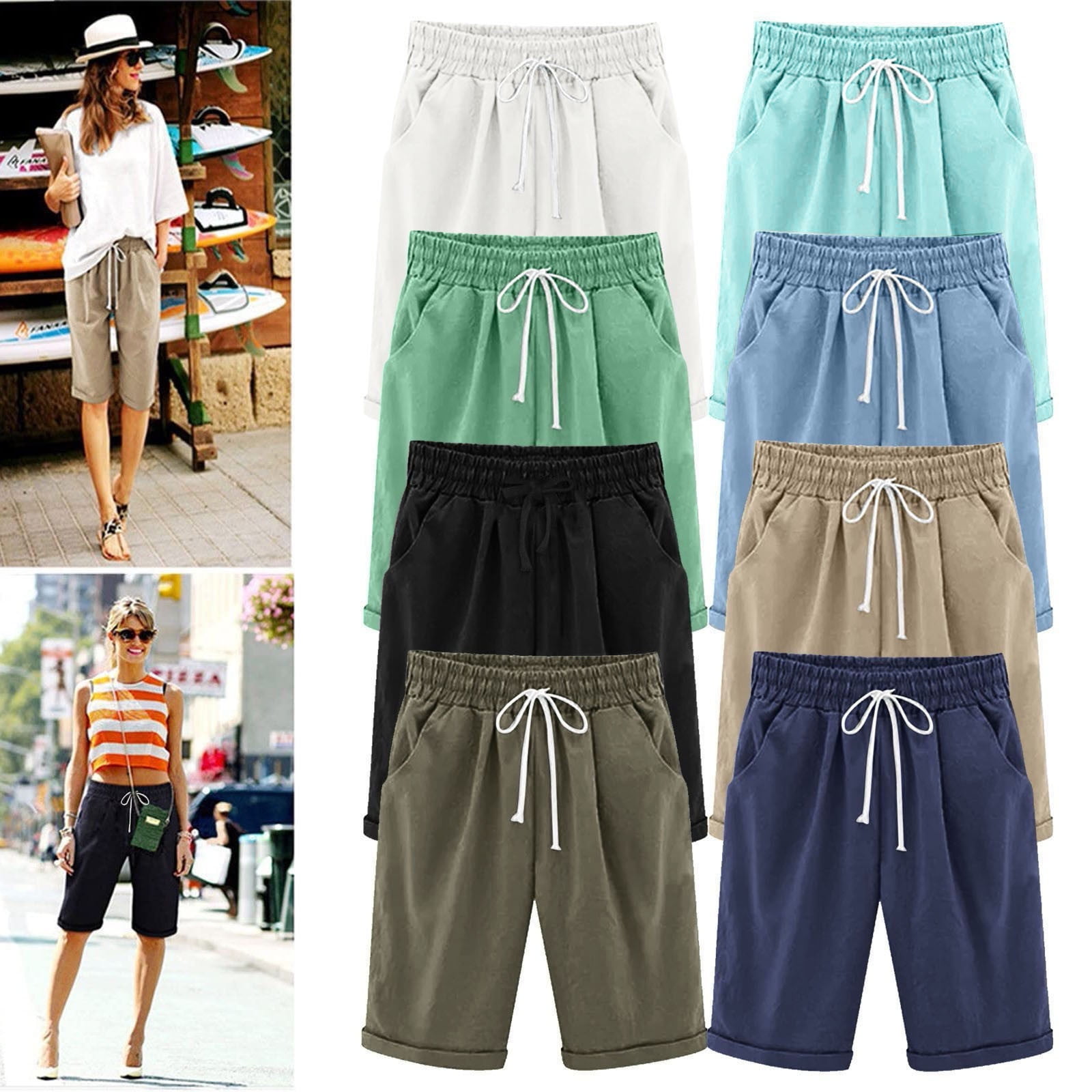 CHENge Women's Lounge Sweat Shorts French Terry Cotton Drawstring Waist ...