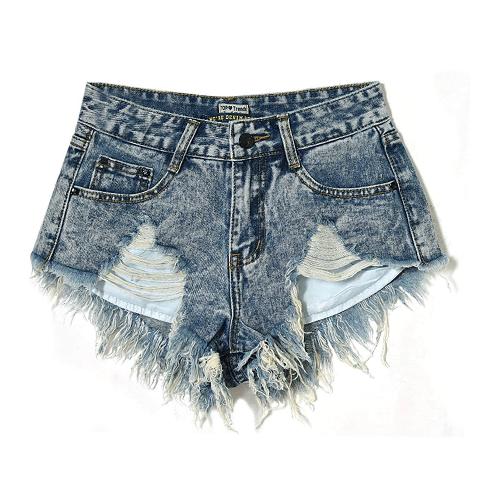 CHENge Women's Plus Size Ripped Raw Hem Jean Shorts Y2k Punk High ...