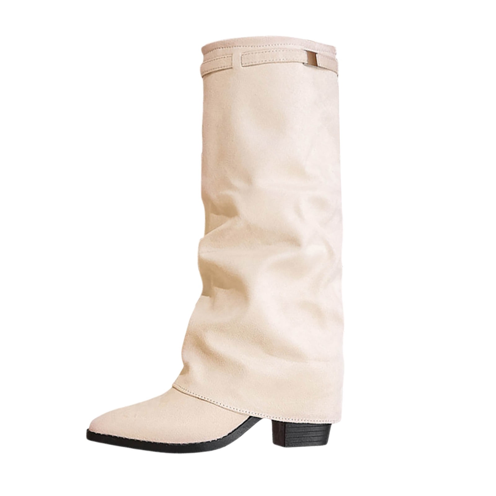 CHENge Womens Knee High Boots Wide Calf Chunky High Heel Boots Fashion ...