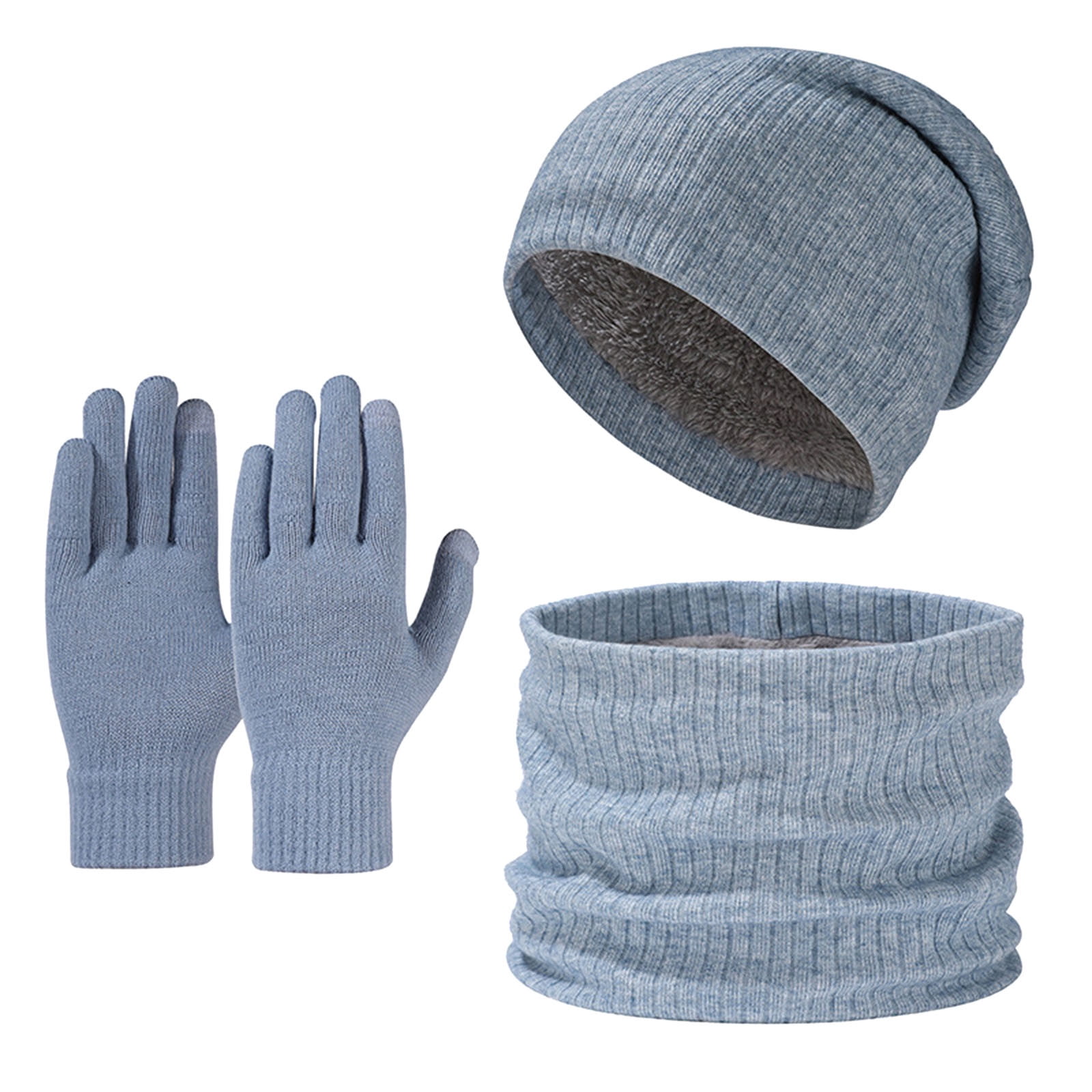 CHENge Womens Winter 3 Piece Cable Knit Beanie Hat Gloves & Scarf Set ...