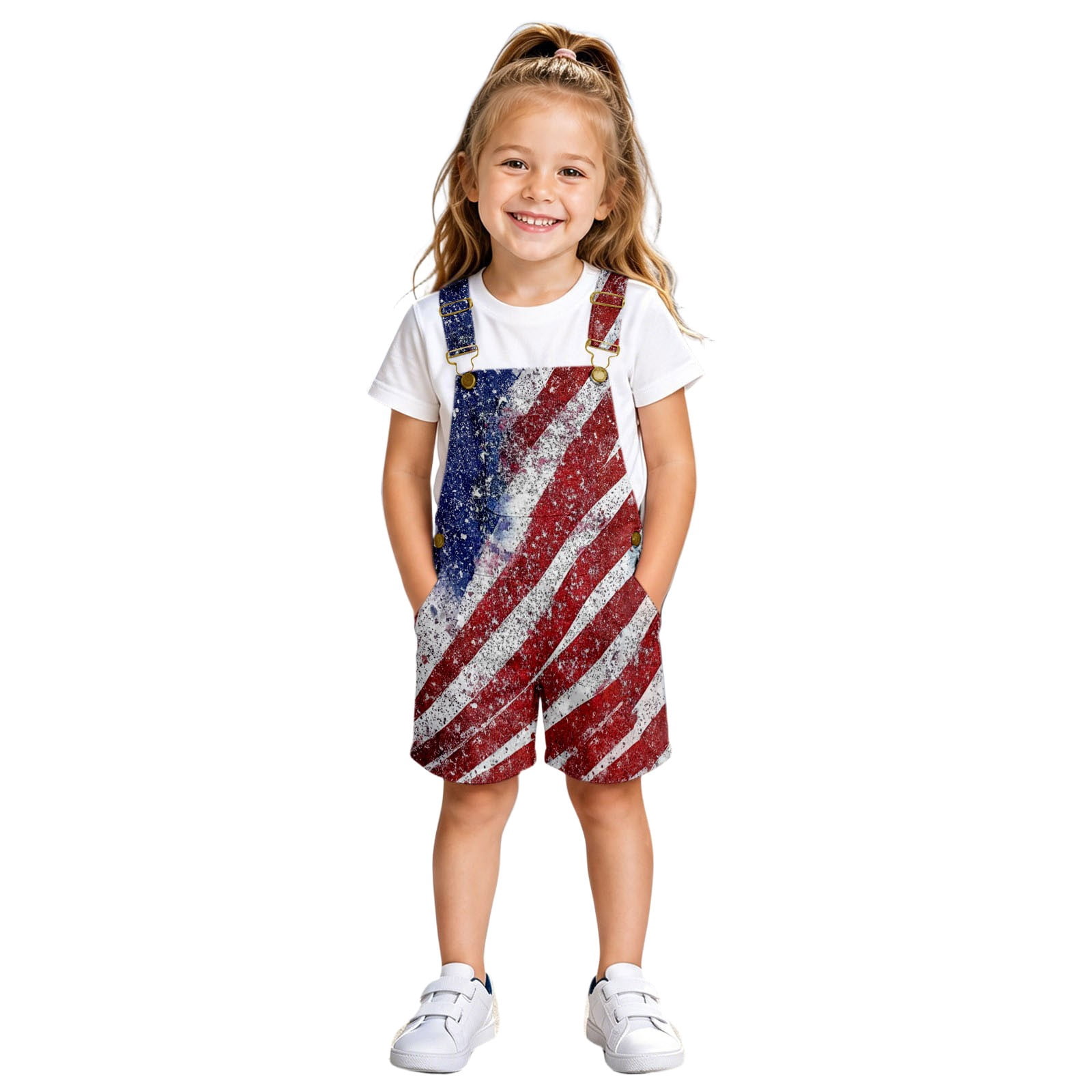 CHENgePatriotic Holiday Unisex Boys Girls Gradient Bib Overalls Shorts ...