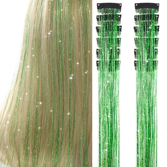 CHENjy 12 Pcs Glitter Hair Clip In Extensions 20 Inch Colorful ...