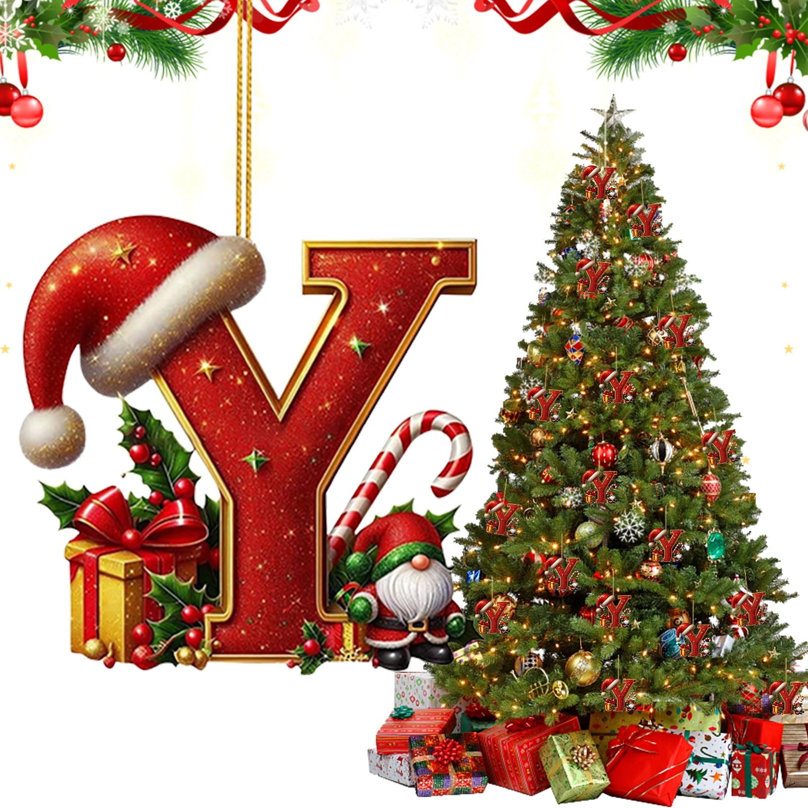 CHENjy 17 Piece Letter Christmas Tree Pendant Set Personalized Hanging ...