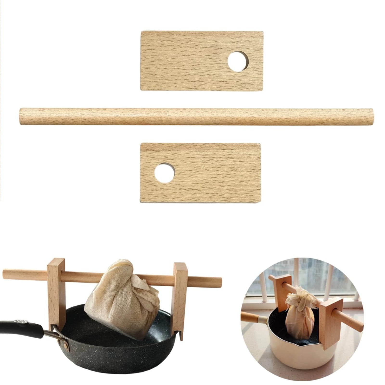 CHENjy Adjustable Wooden Cheese Dripper - Multi-Purpose Strainer for ...