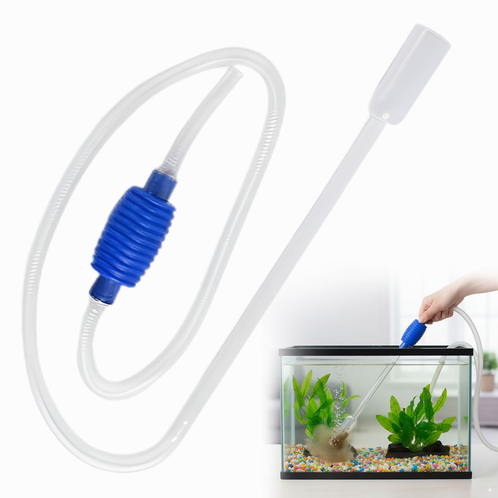 CHENjy Aquarium Gravel Vacuum Siphon with Hand Pump, Manual Water ...