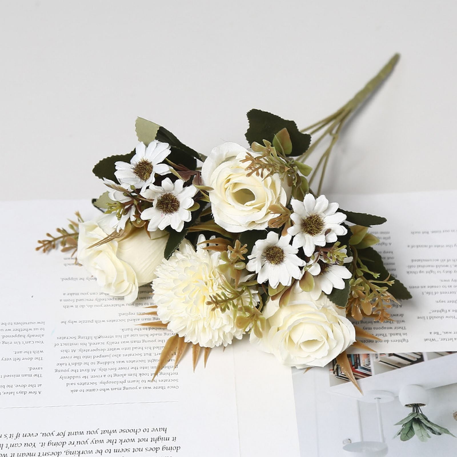 CHENjy Artificial European Roses Silk Flowers Bouquet for Home Decor ...