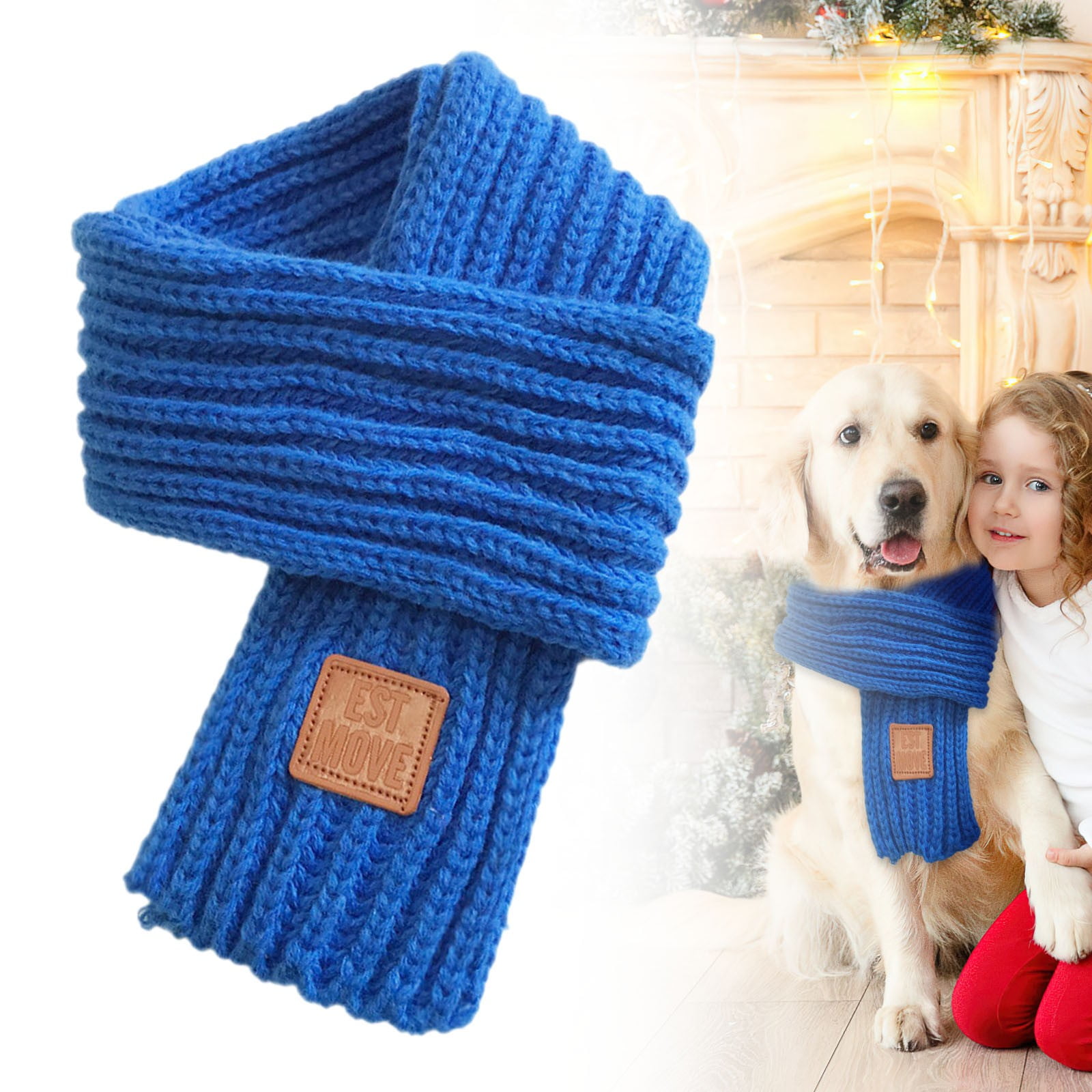 CHENjy Christmas Knitted Dog Scarves with Festive Patterns, Warm Pet ...