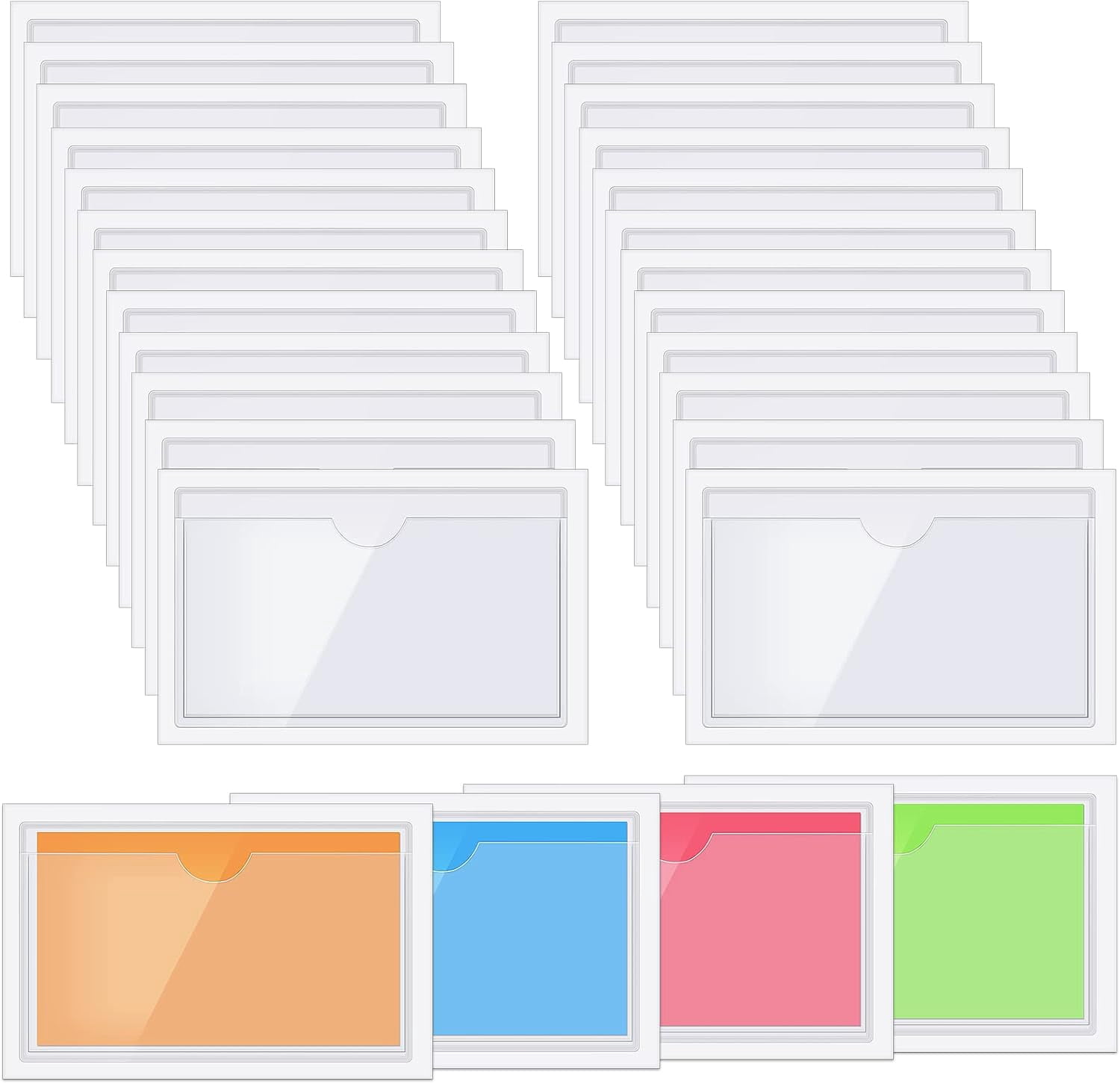 CHENjy Clear Adhesive Business Card Holder with Top Open Small Plastic ...