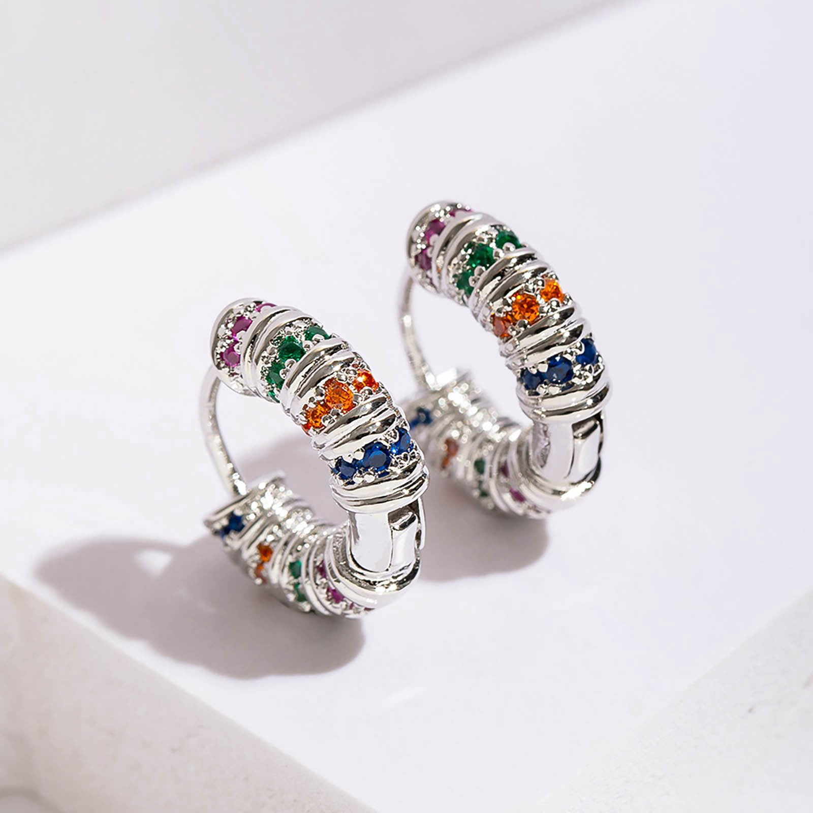 CHENjy Creative Wrap Ear Cuffs, Colorful Cubic Zirconia Ear Climbers ...