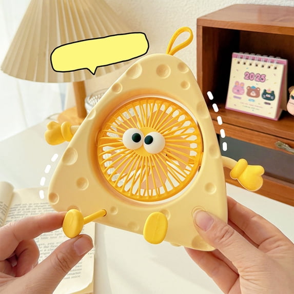 CHENjy Desk Fan Cute Cheese Shape USB Rechargeable Portable Small Quiet ...
