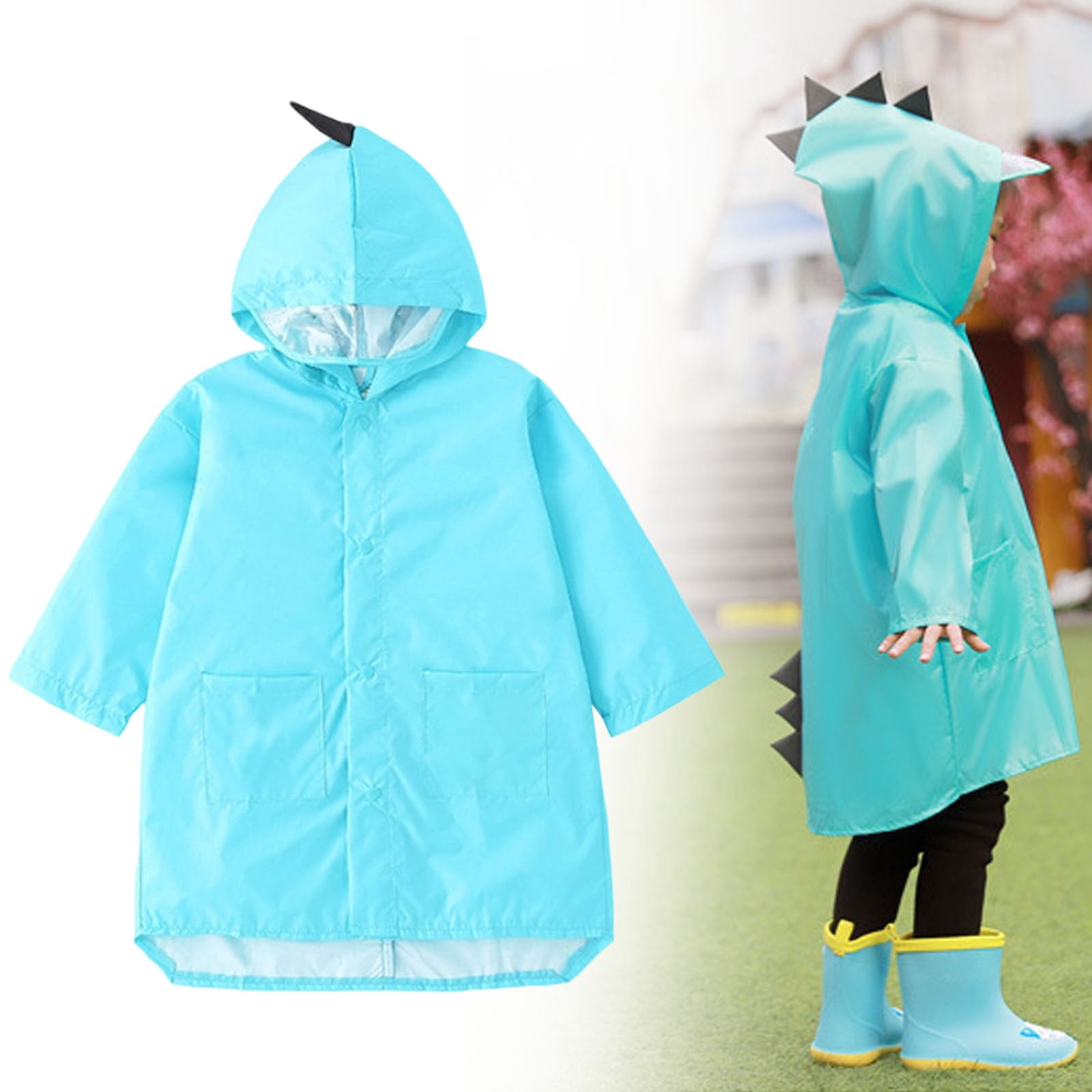 CHENjy Dinosaur Raincoat for Youth, Hooded Lightweight Waterproof Rain ...
