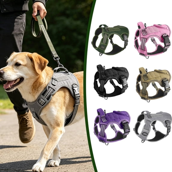 CHENjy Dog Harness with Handle and Pocket, Reflective No Pull Dog Vest ...