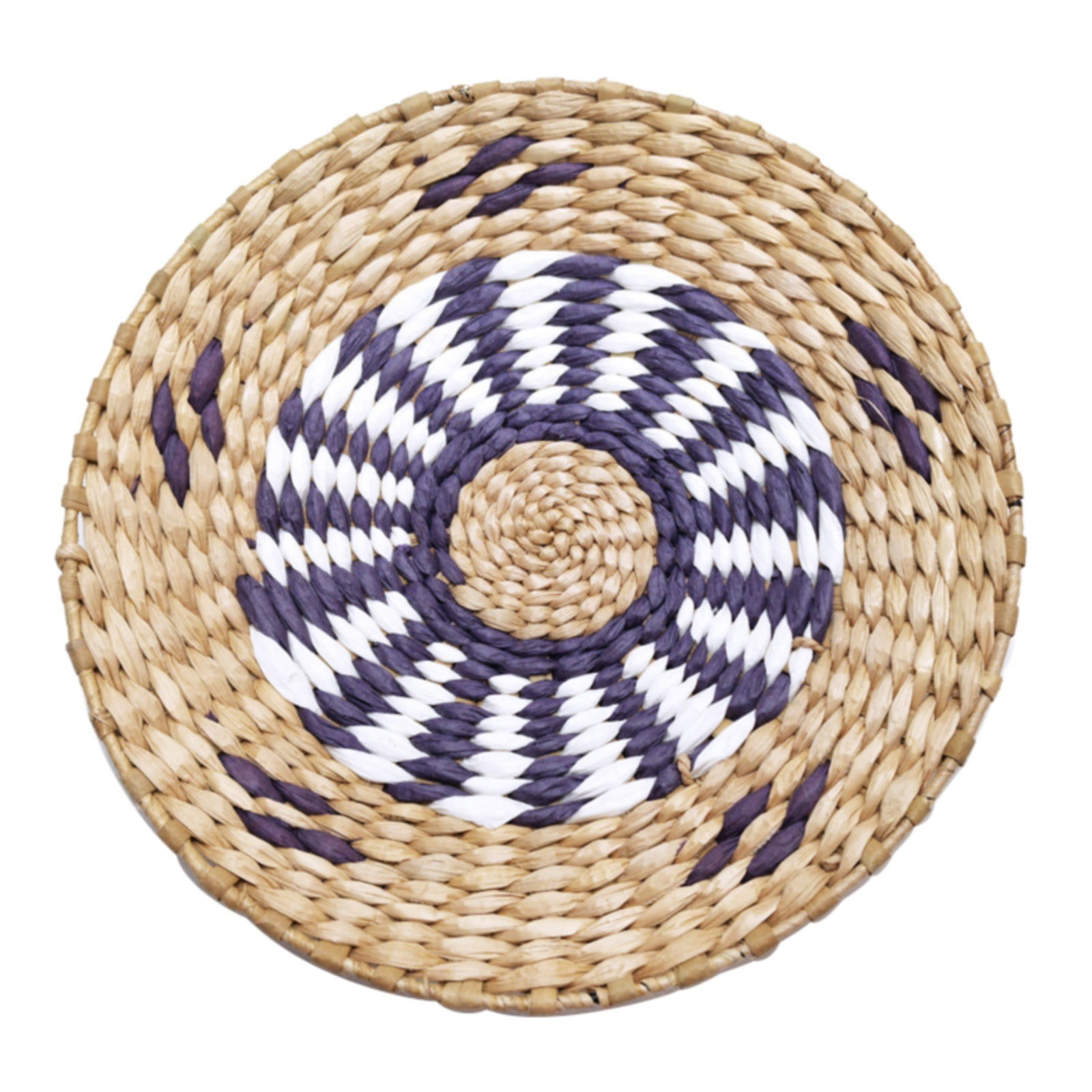 CHENjy Handmade Boho Rattan Flat Round Wall Basket Decor Woven Macrame ...