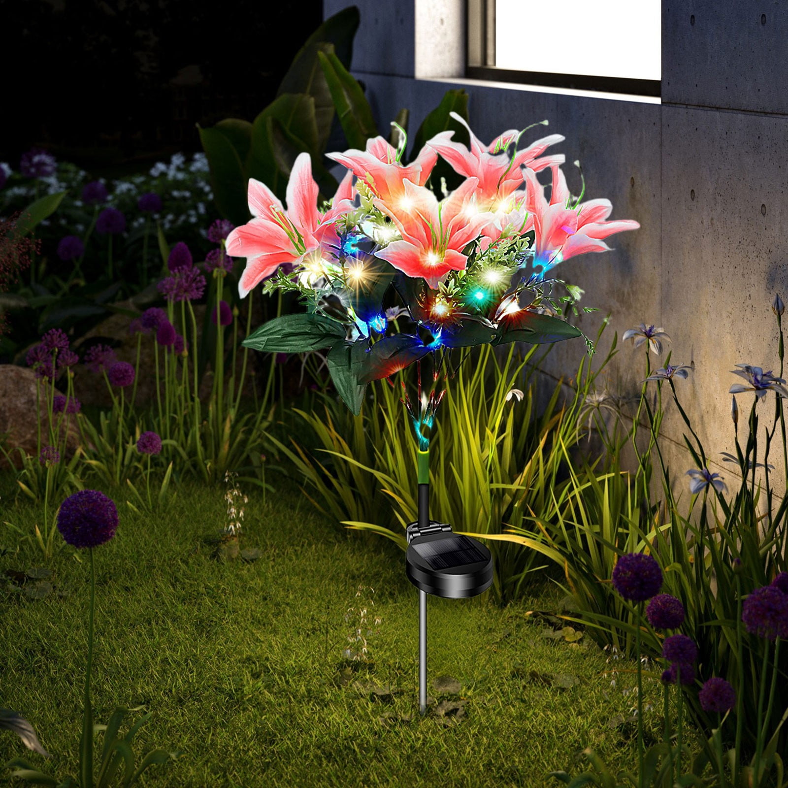 CHENjy Solar Lights Outdoor Lily Flowers 7 Head LED Garden Decor ...