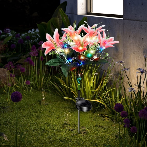 CHENjy Solar Lights Outdoor Lily Flowers 7 Head LED Garden Decor ...