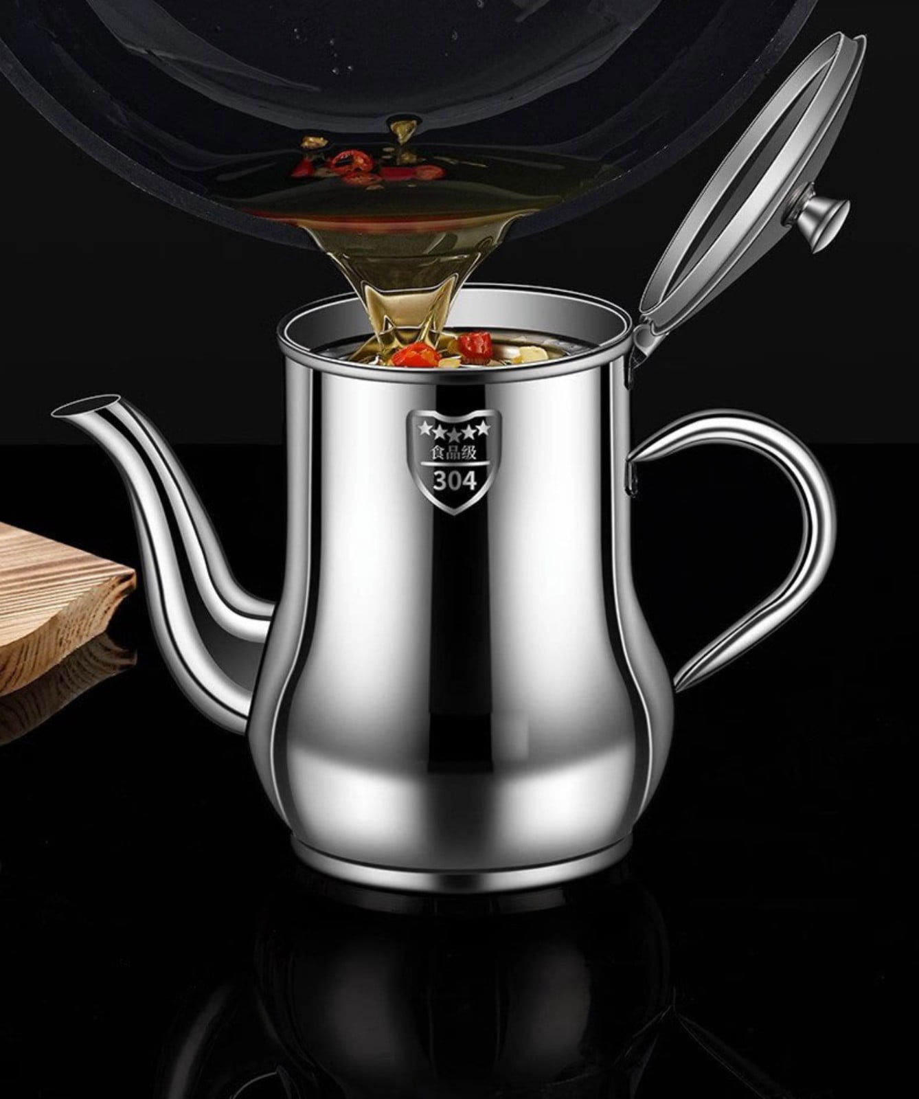 CHENjy Stainless Steel Oil Strainer Containers - Kitchen Grease ...