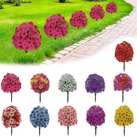 CHENjy UV Resistant Artificial Outdoor Flowers with Ground Stake, Fake ...