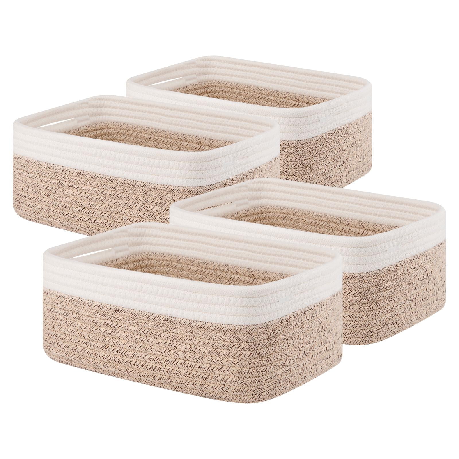 CHERISHGARD 4 Pack Woven Storage Baskets ，Cotton Rope Basket for Toy ...