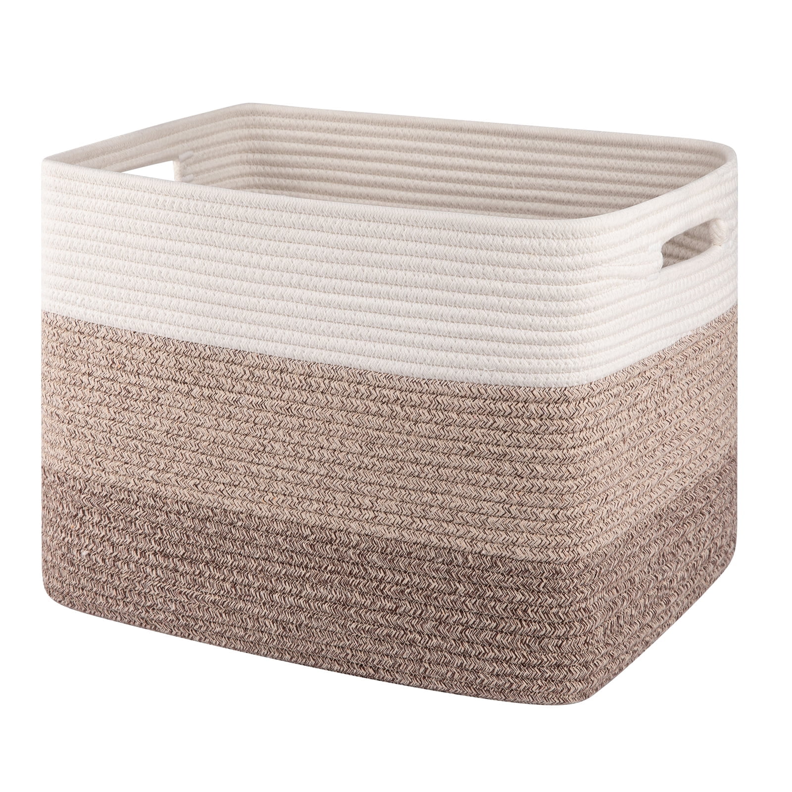 Cherishgard Cotton Rope Storage Basket, 42L Large Rectangular Laundry ...