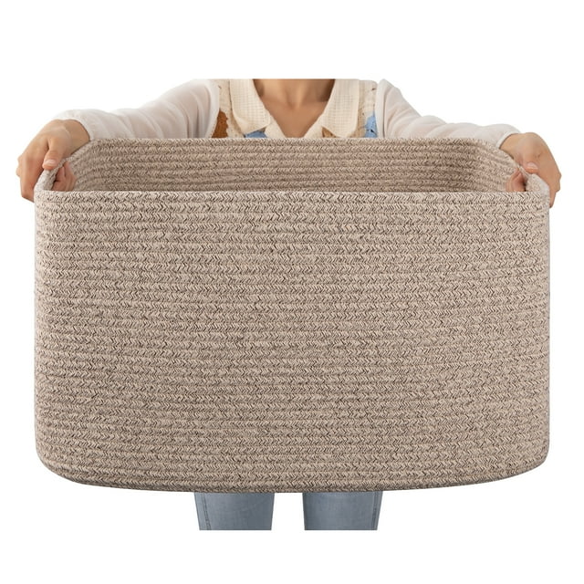 CHERISHGARD 70L Natural Woven Clothes Hamper, Large Cotton Rope Laundry ...