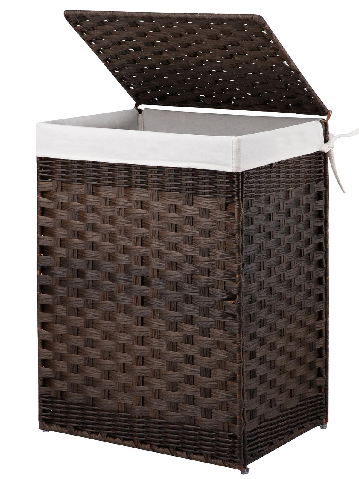 CHERISHGARD 90L Laundry Hamper with Lid, Household Storage for Clothes ...