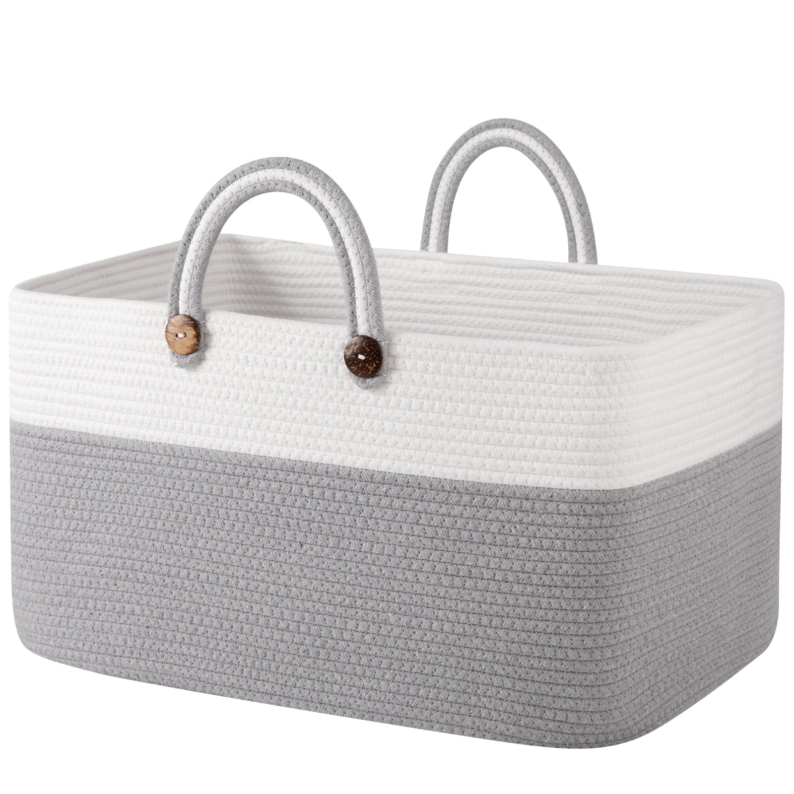 CHERISHGARD Blanket Basket 70L Rectangle Rope Baskets for Storage ...