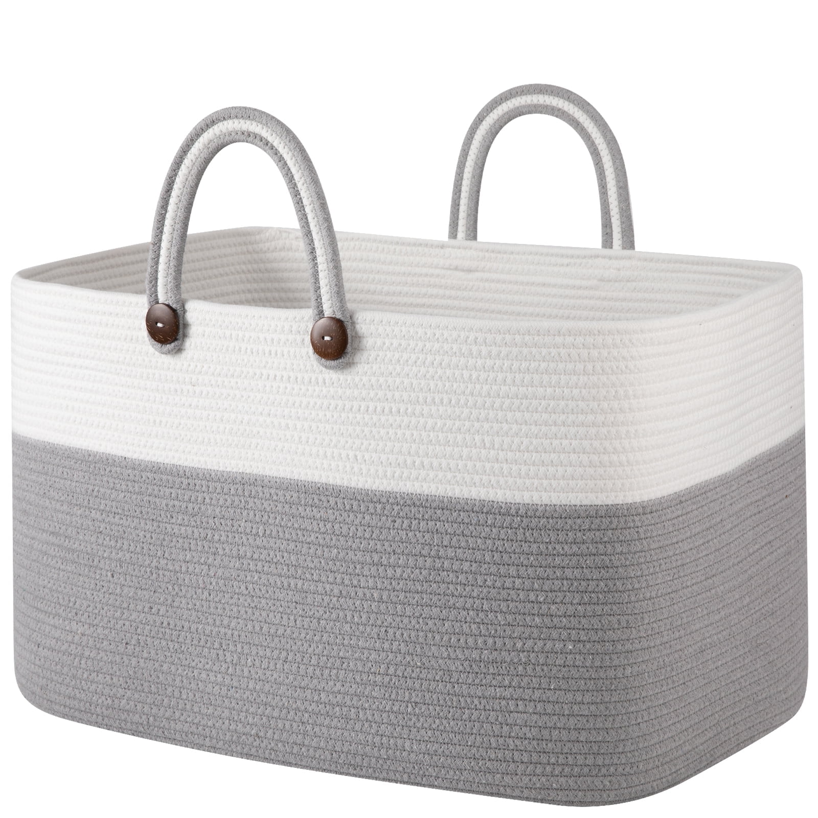 CHERISHGARD Blanket Basket 90L Rectangle Rope Baskets for Storage ...