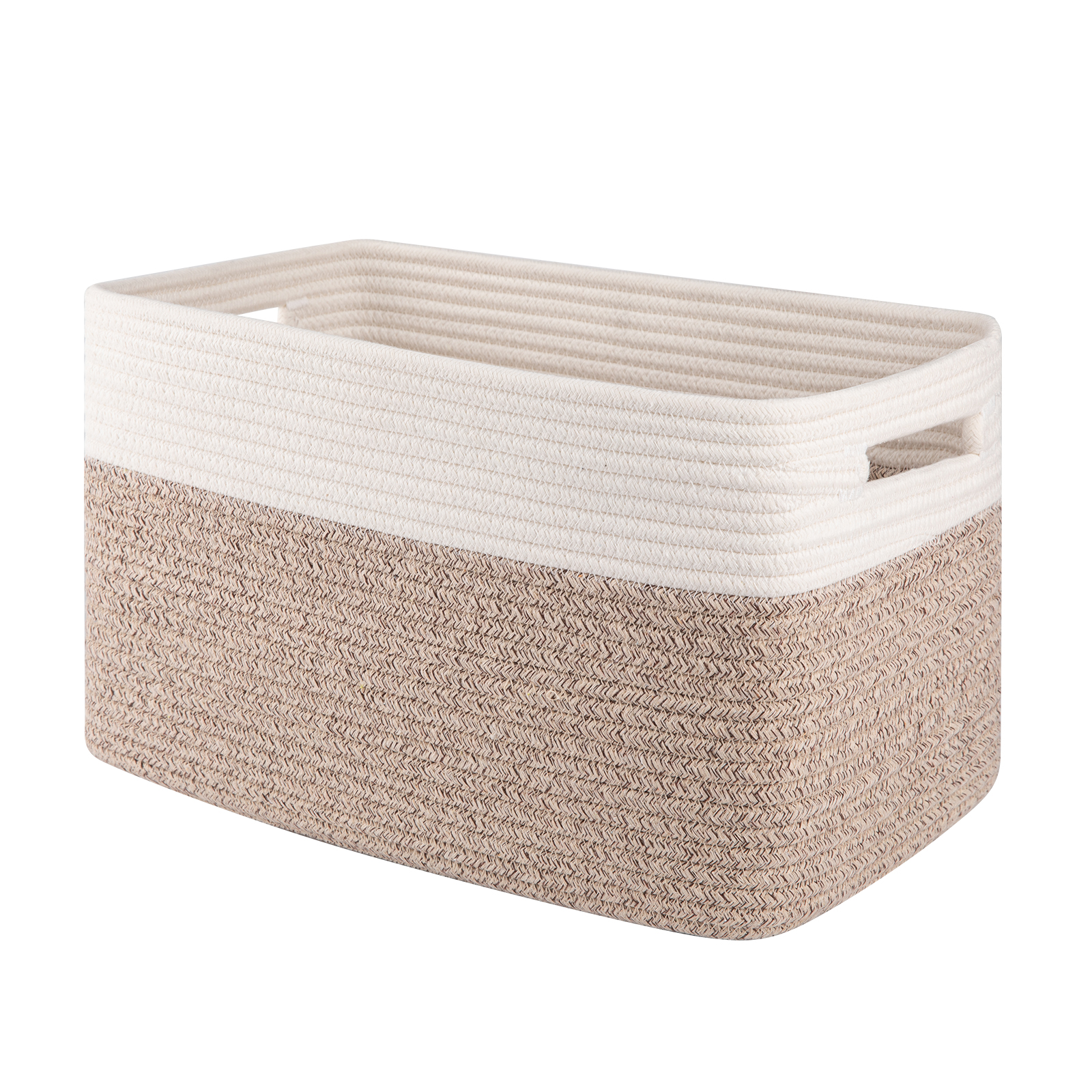 Set of 2 Round Storage Basket, Braided Seagrass & Cotton Rope (MD+SM ...