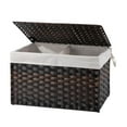 CHERISHGARD 65L Handwoven Rattan Laundry Basket with Lid, Clothes ...